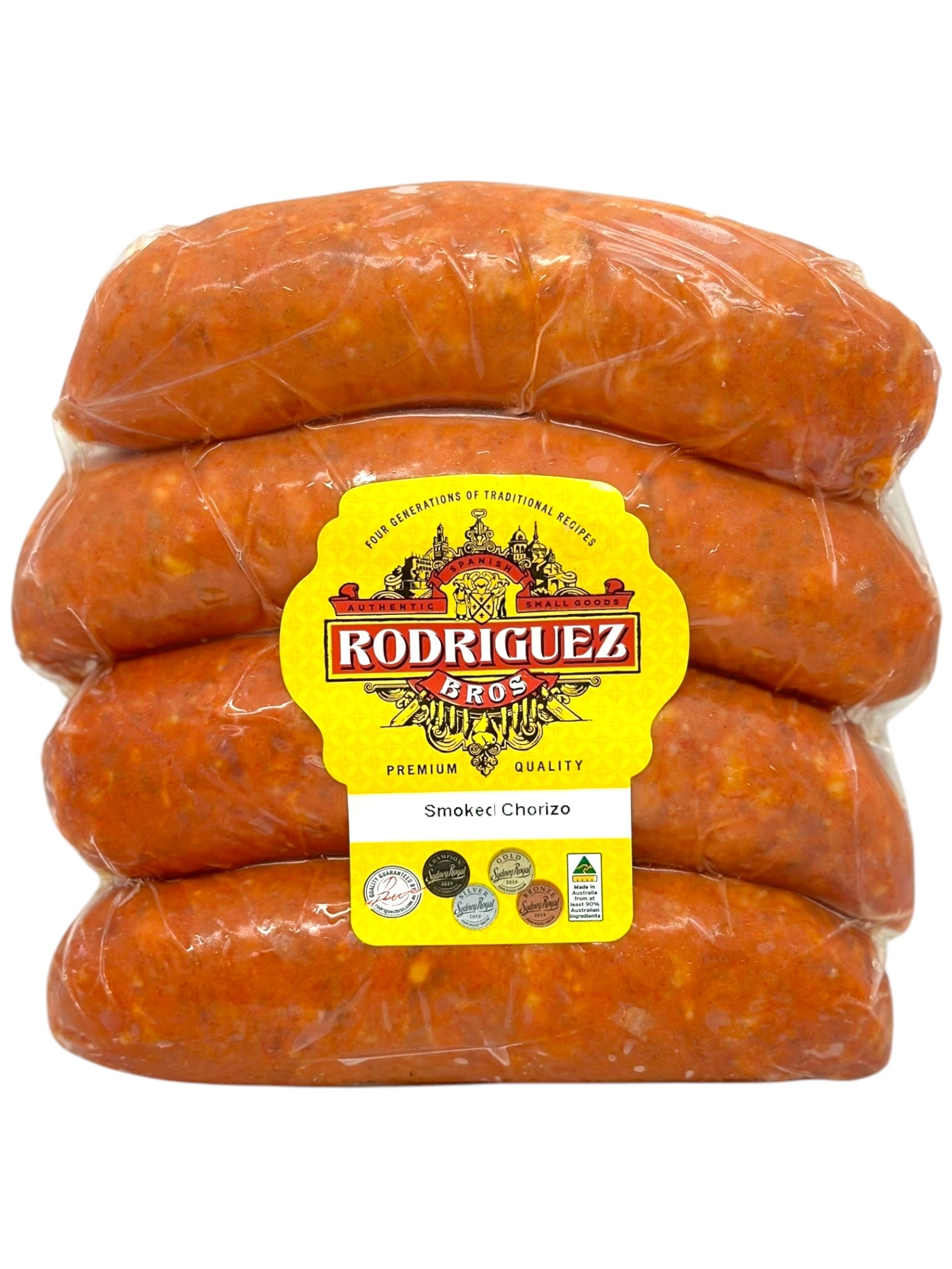 Smoked Chorizo 4 piece pack random weight approx 400g packet. Regular ...